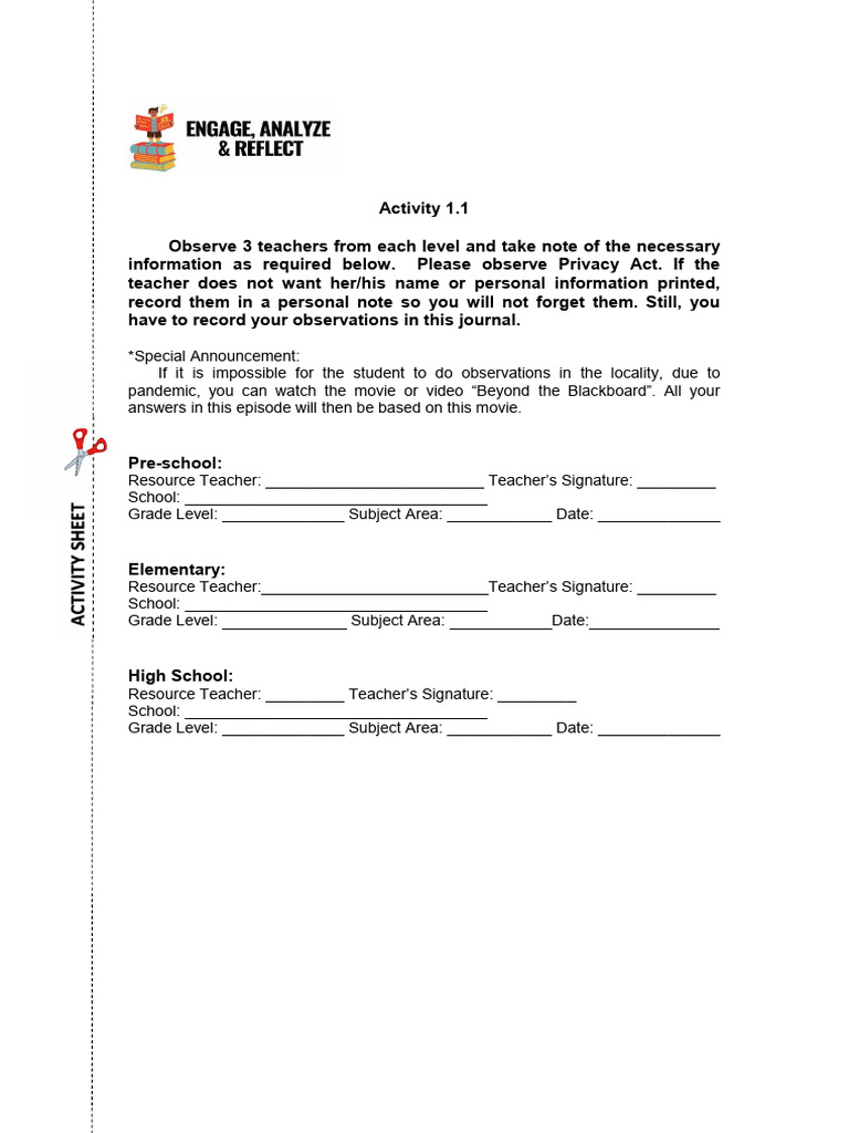 FS2 Episode 1 Answer Sheet | PDF | Teachers | Learning