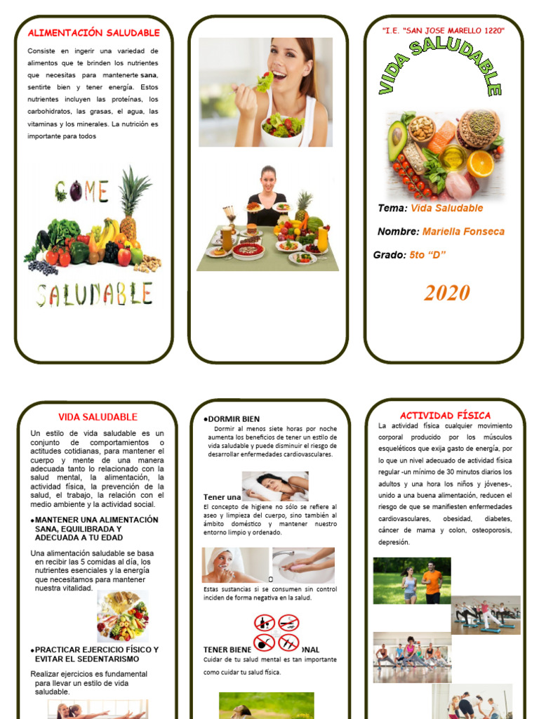 Triptico de Vida Saludable | PDF | Nutrición | Dieta y nutrición Triptico de Vida Saludable | PDF | Nutrición | Dieta y nutrición