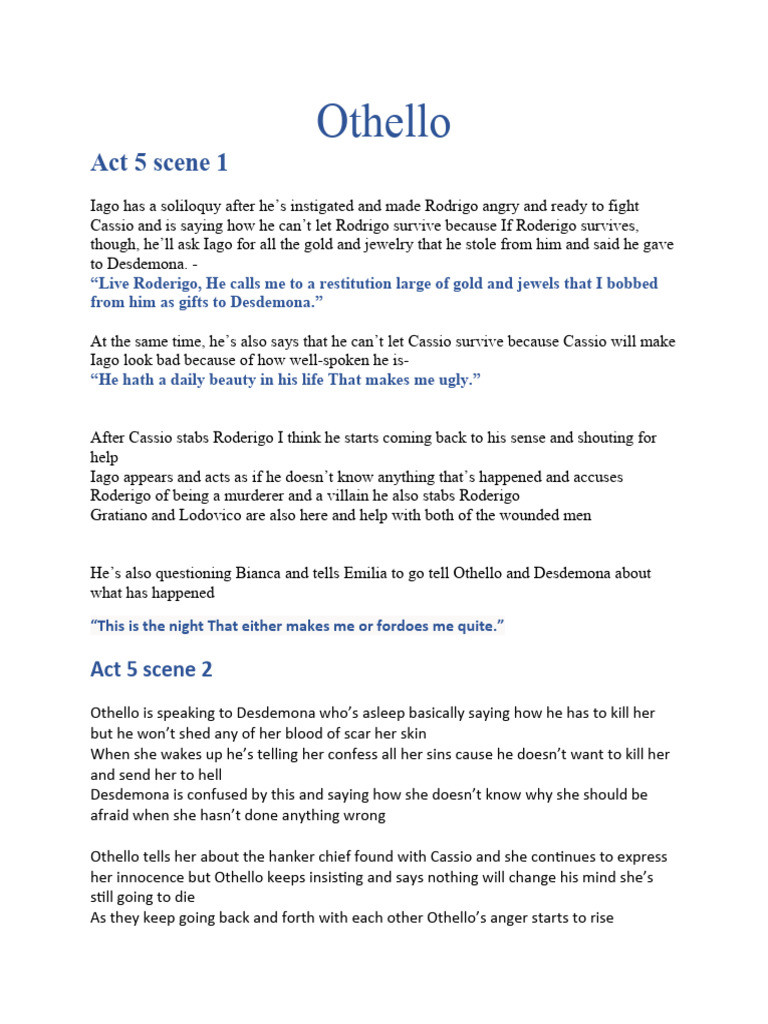 Othello Notes | Download Free PDF | Iago | Othello