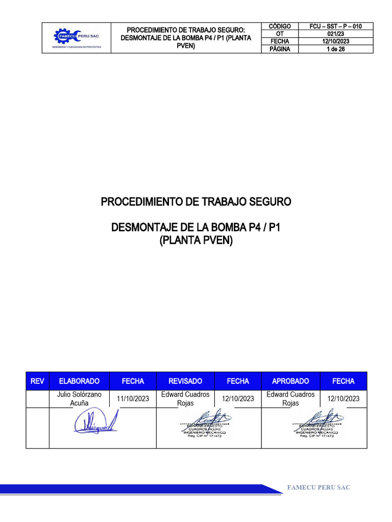 Pts - Reemplazo de Bombas p1 - p4 (Pven) | PDF