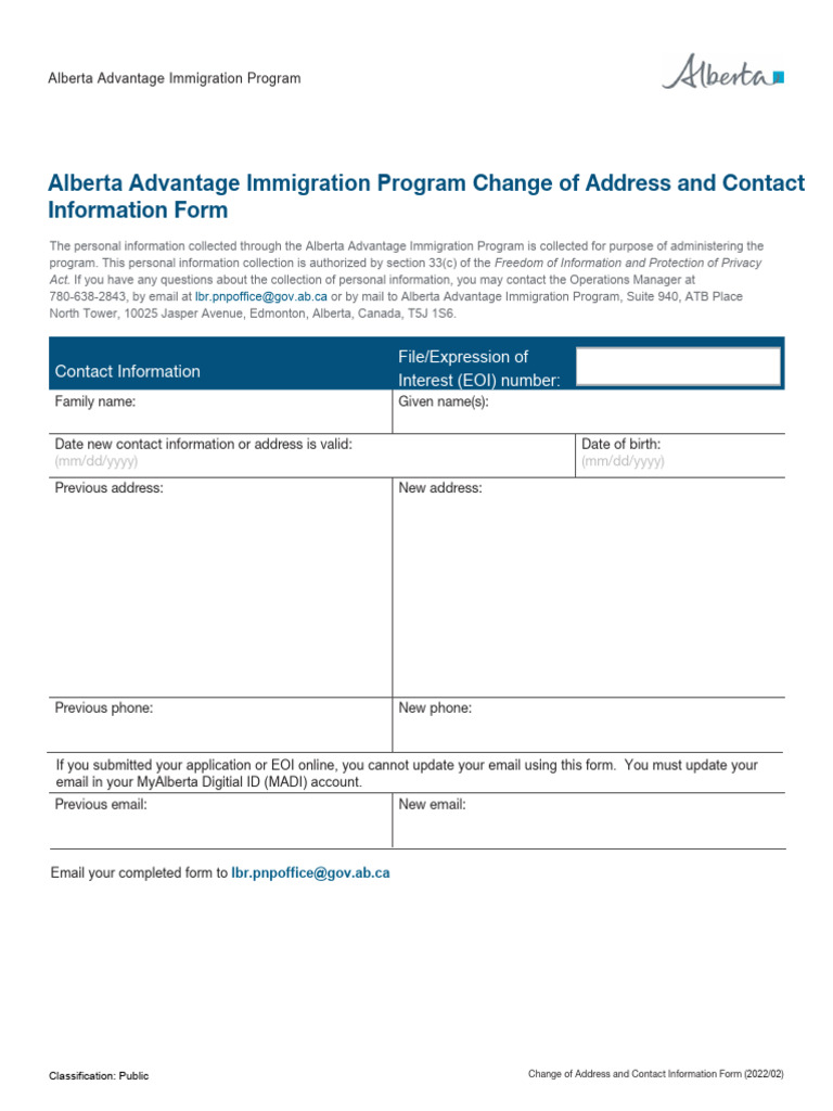 LBR Aaip Change Contact Information Form | PDF