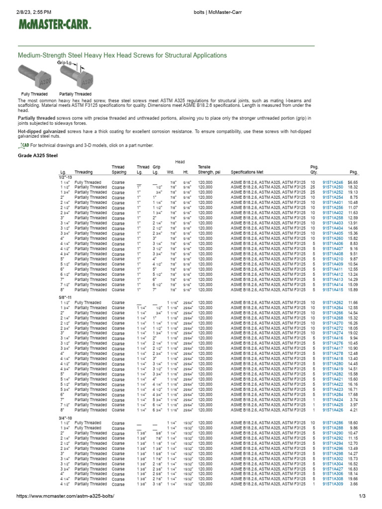 Bolts - McMaster-Carr | PDF | Screw | Industrial Processes