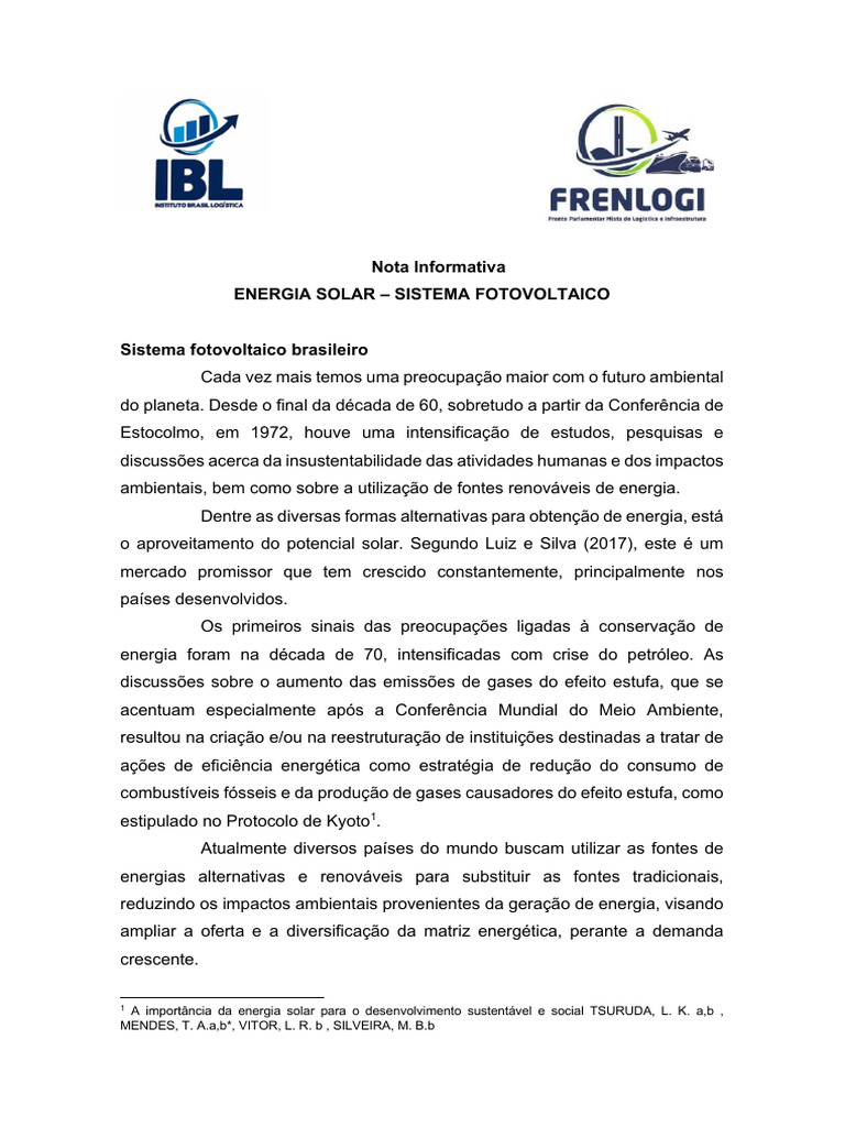Nota Informativa Energia Solar Sistema Fotovoltaico | PDF ...
