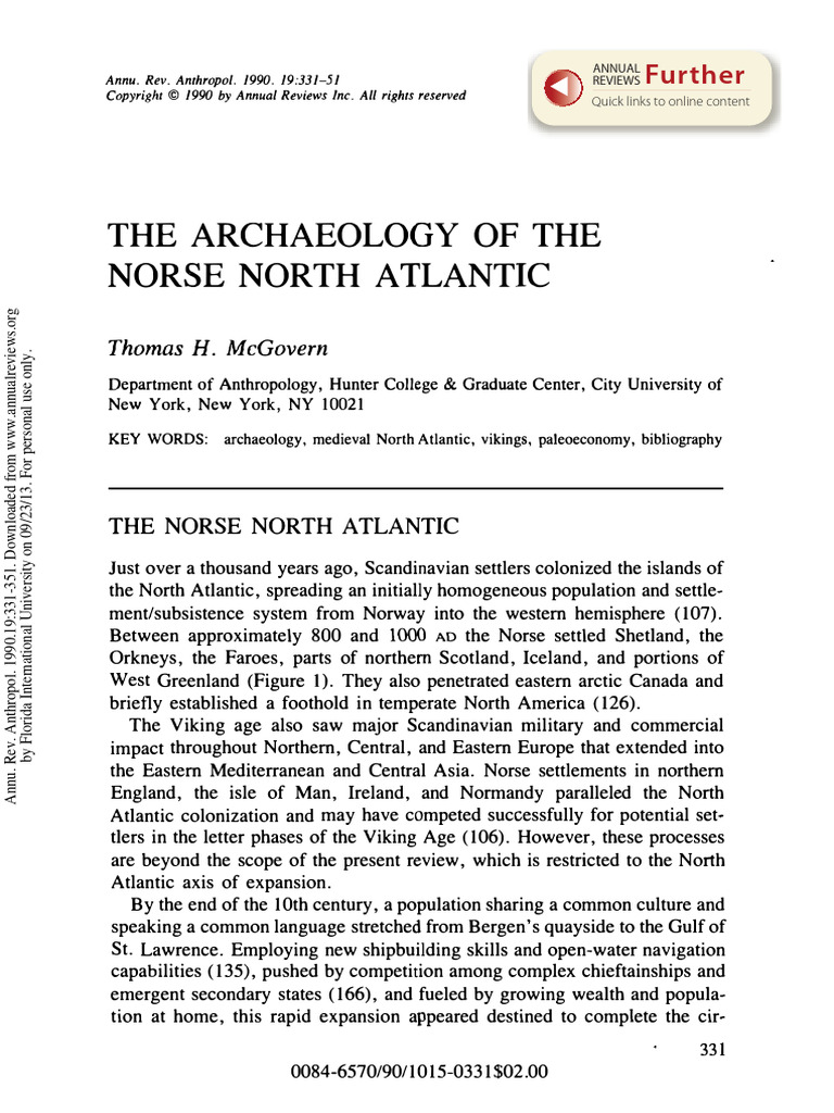 McGovern, T. H. (1990) - The Archeology of The Norse North Atlantic. Annual Review of ...