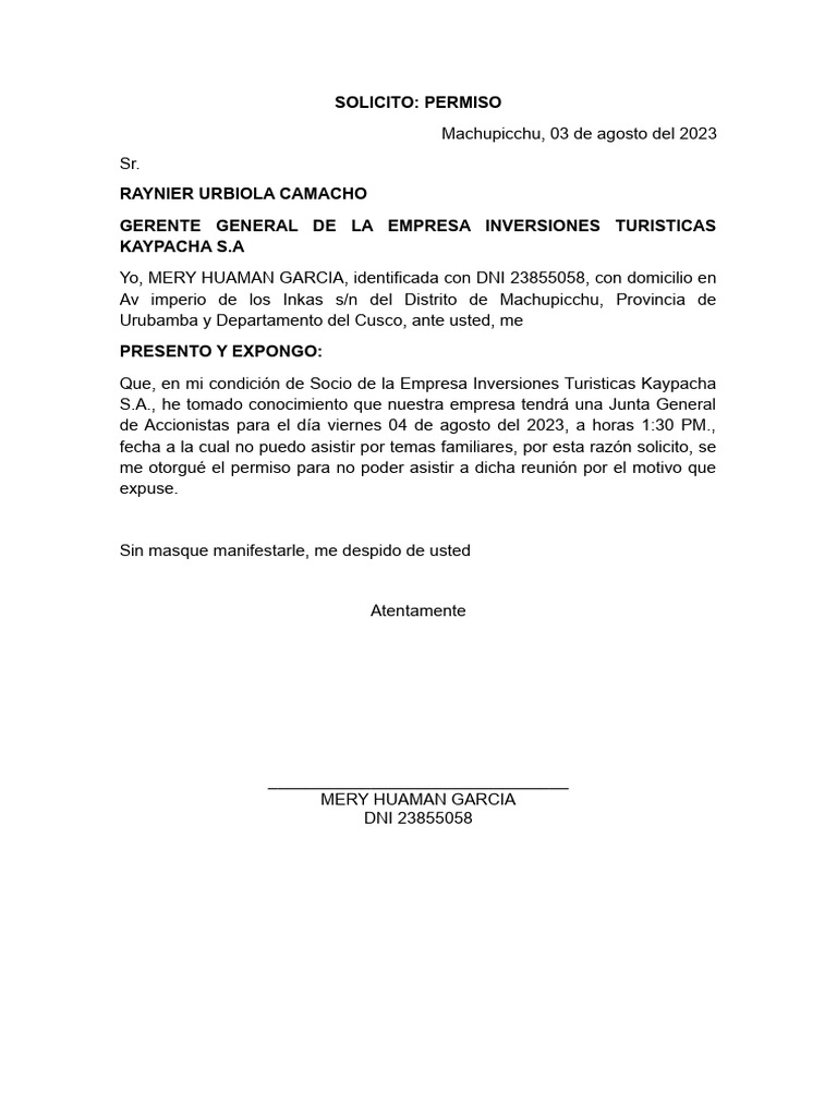 Solicito Permiso | PDF