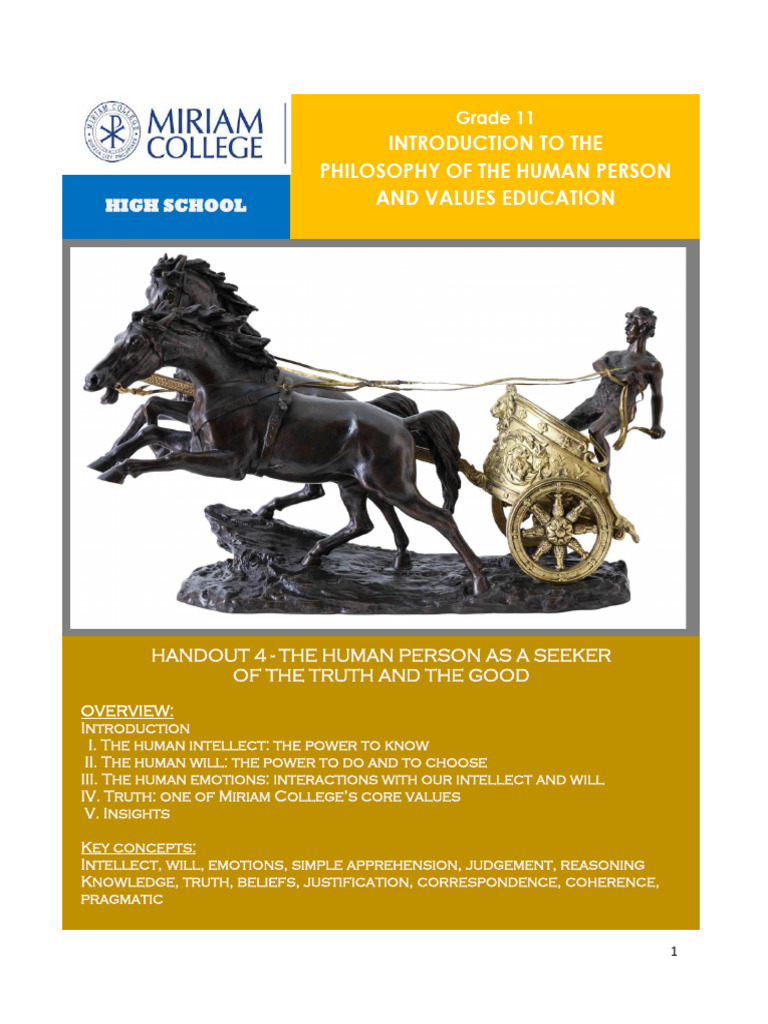 Handout 4 HP As Seeker Truth Good 2023-2024 | PDF | Knowledge | Nous