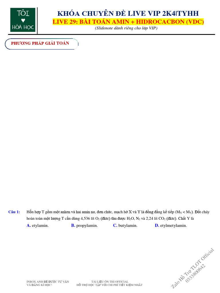 Bai Toan Hon Hop Amin Hidrocacbon Phan 2 8217e0b0 Ef35 4baf A9fd 2e5c69c24914 | PDF