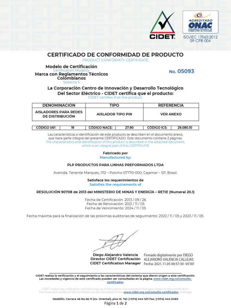 Aislador Tipo Pin PLP | PDF