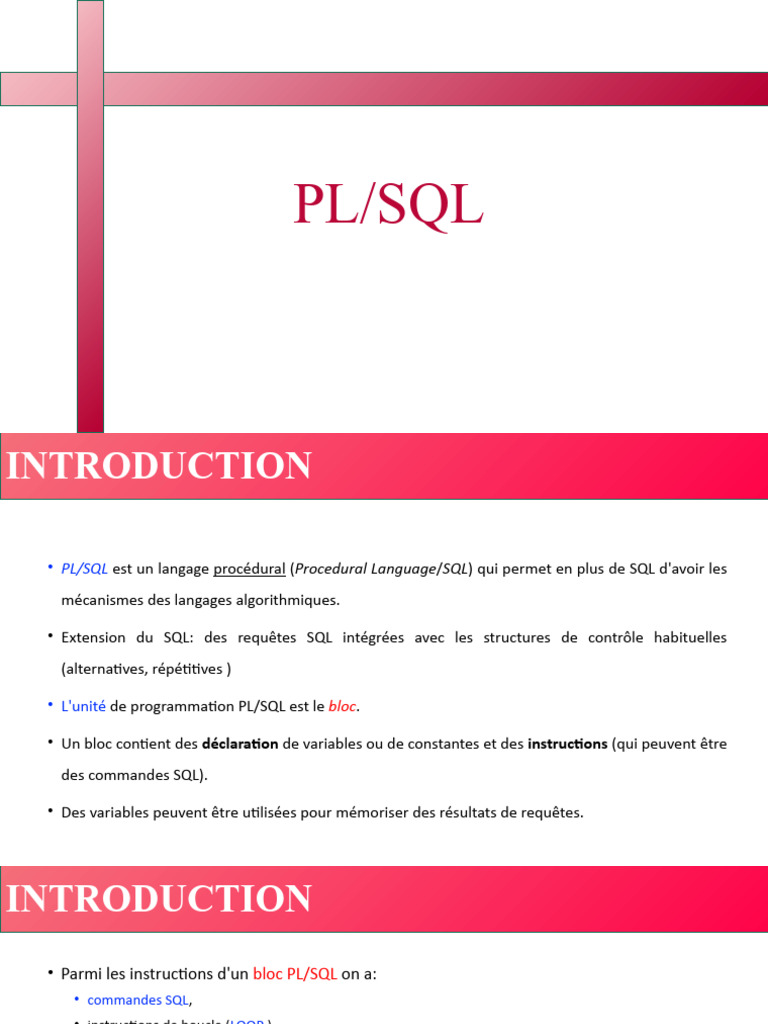 Cours PL SQL | PDF | PL/SQL | SQL