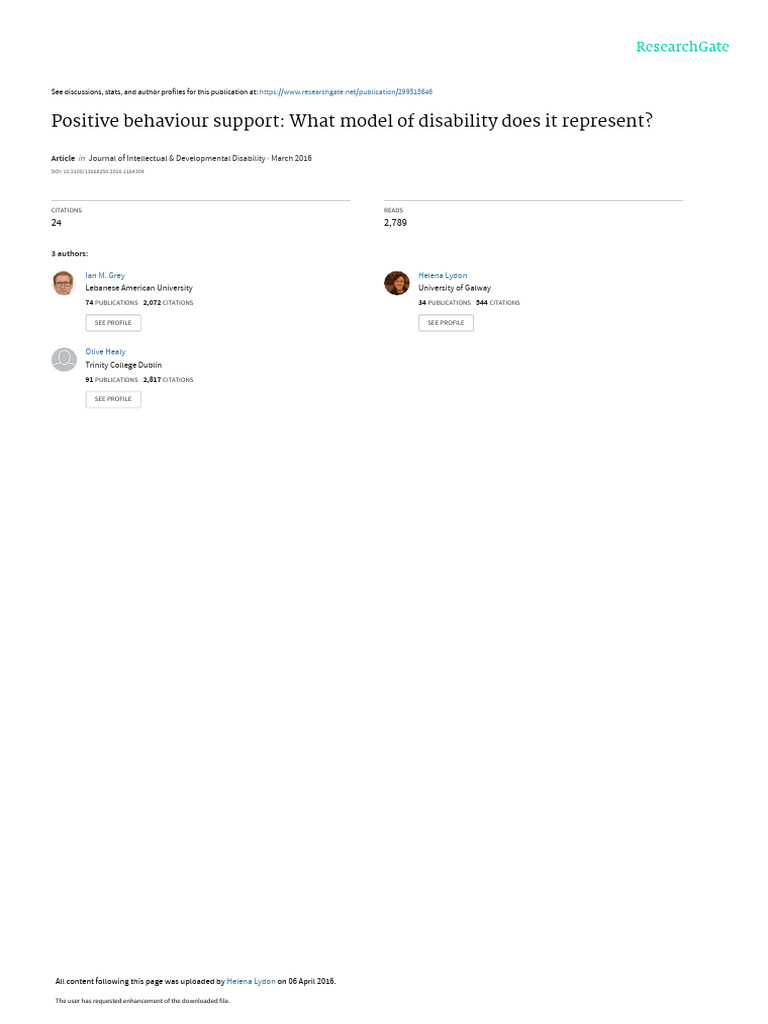 Positive Behaviour Support What Model of Disability Does It Represent ...