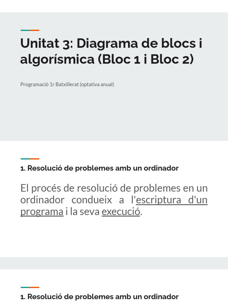 Diagrama de Blocs I Algorísmica (Bloc 1 I Bloc 2) | PDF