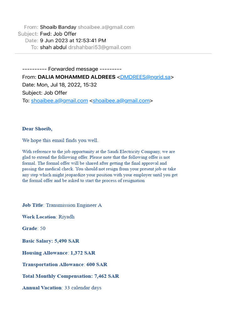 FWD Job Offer | PDF | Employment | Salary