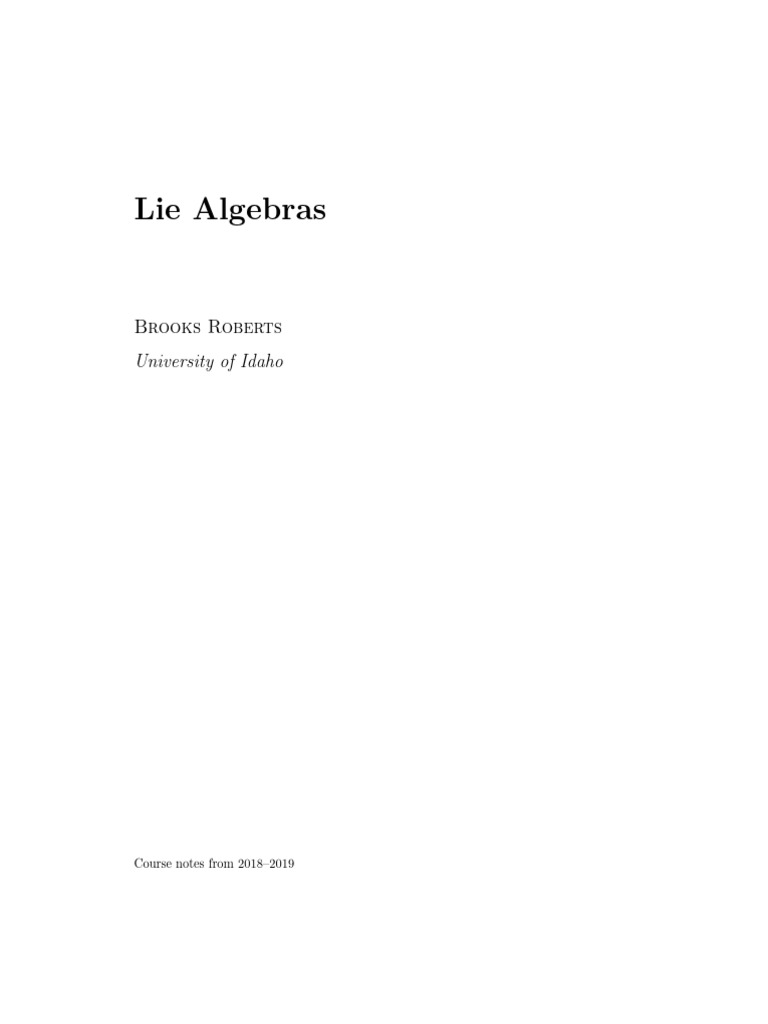 Lie Algebra Class | PDF | Lie Algebra | Lie Groups