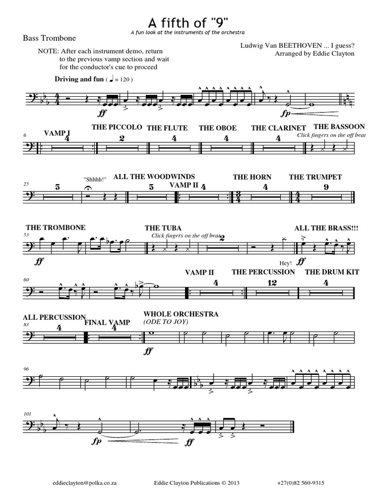 9th Vamp - Bass Trombone | PDF | Orchestras | Woodwind Instruments