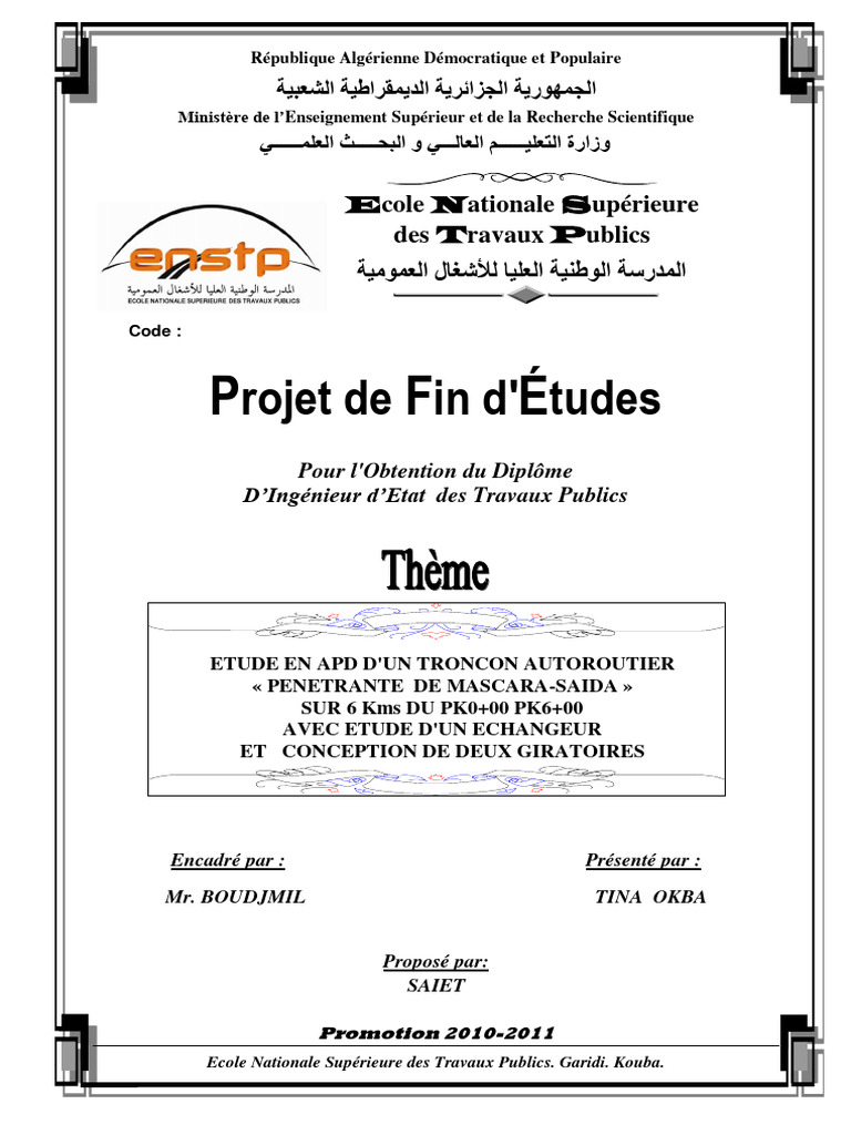 Étude d'un tronçon autoroutier en APD | PDF | Autoroute ...