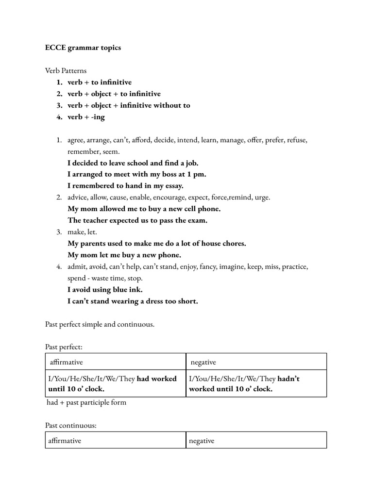 ECCE Grammar Guide | PDF | Syntax | Language Mechanics