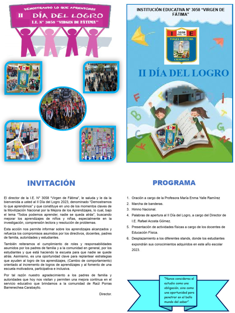 Programa - Dia Del Logro-2023. | PDF | Cognición | Modificación de comportamiento