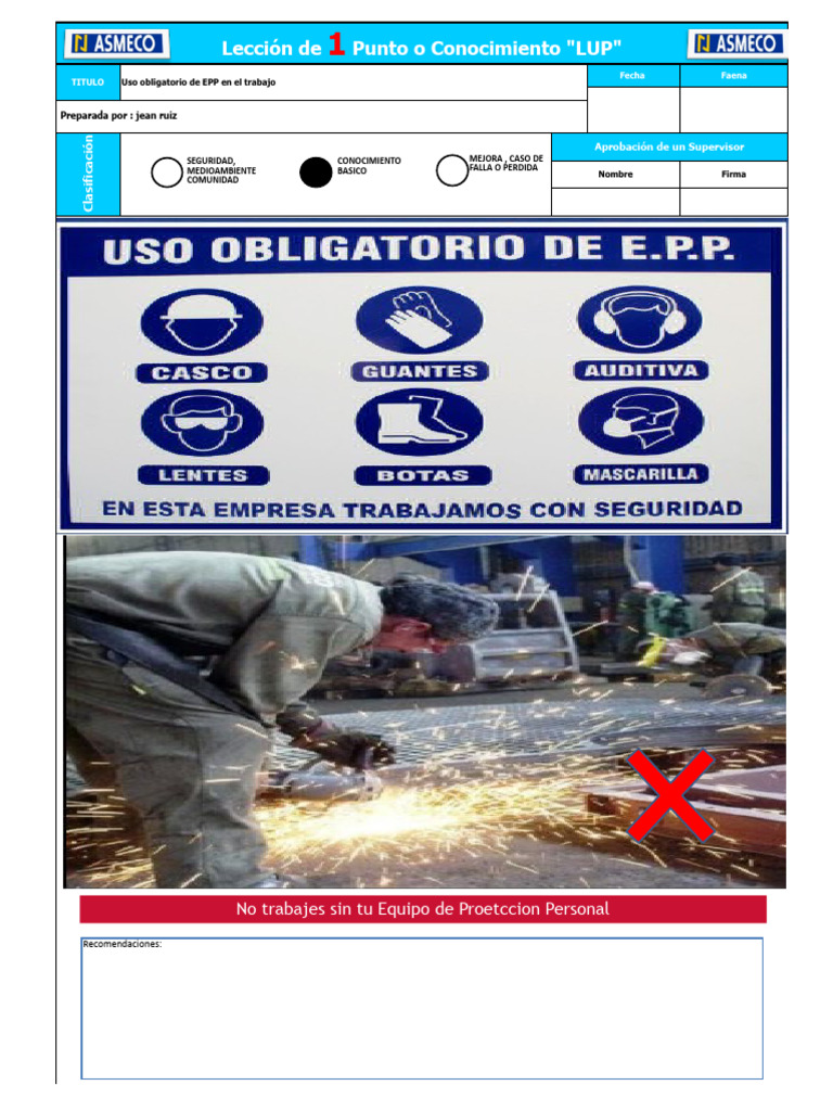 Uso Obligatorio de Epp en El Trabajo | PDF