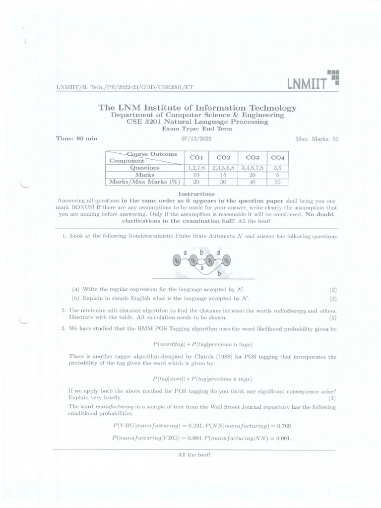 2022-23 Odd Et Cse NLP | PDF