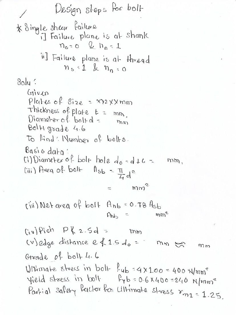 Design Steps of Bolt | PDF
