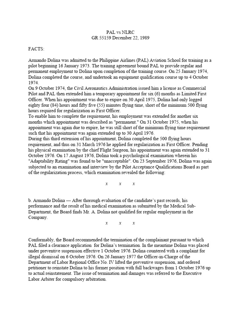 Pal Vs NLRC GR 55159 | PDF | Arbitration | Common Law
