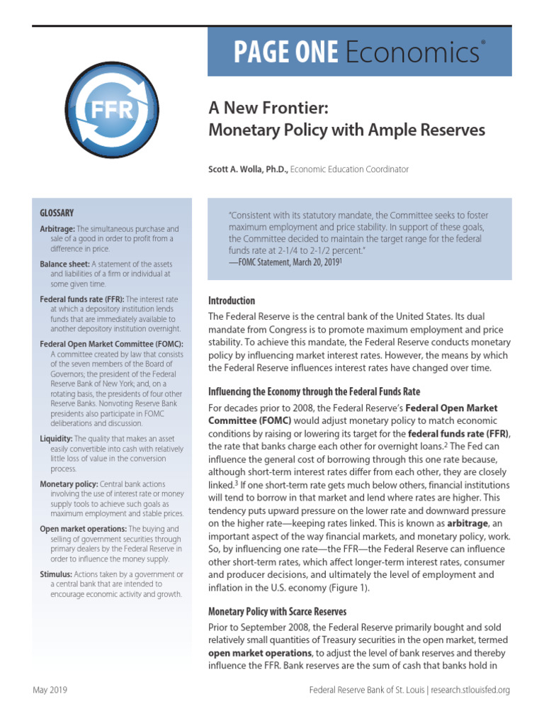 A New Frontier Monetary Policy With Ample Reserves SE | PDF | Federal ...