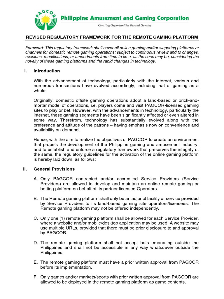PAGCOR Remote Gaming Regulations Overview | PDF | Identity Document | Biometrics