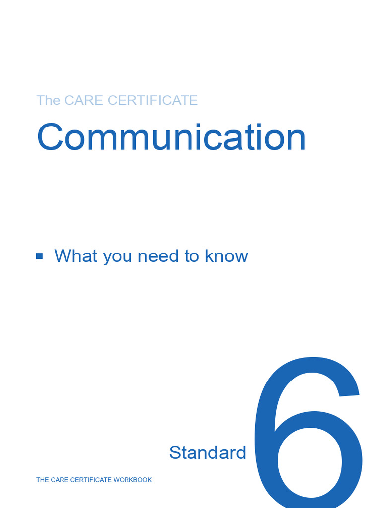 Care Certificate Standard 6 | PDF | Communication | Body Language