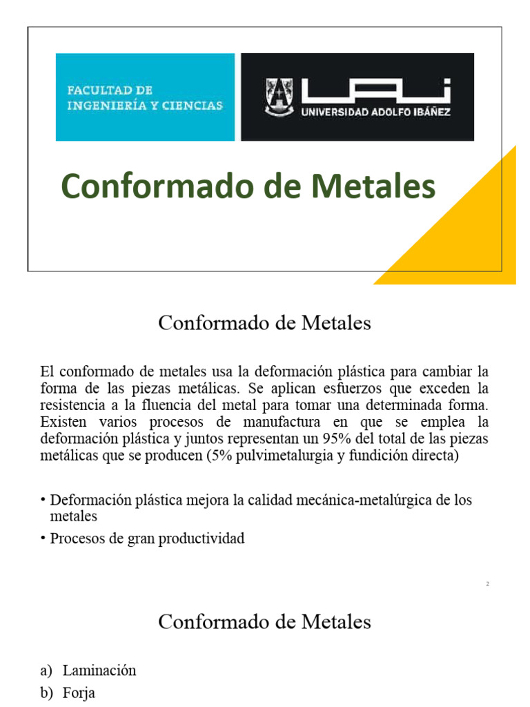 Presentación-15-Conformado de Metales | PDF | Forjar | Laminado (metalmecánica)