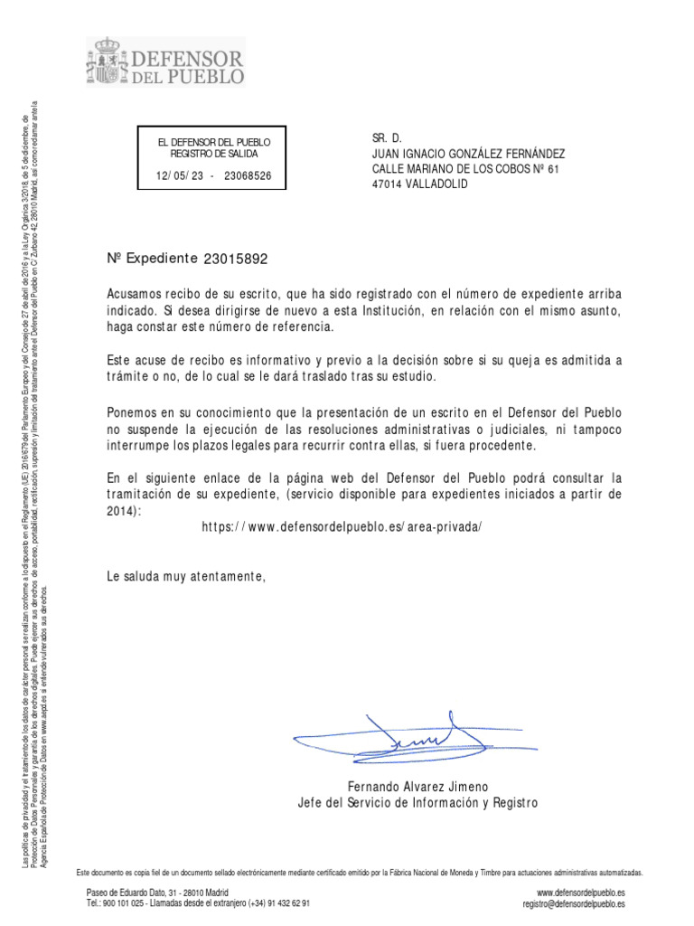 Acuse Recibo 23068526 | PDF | Gobierno | Justicia