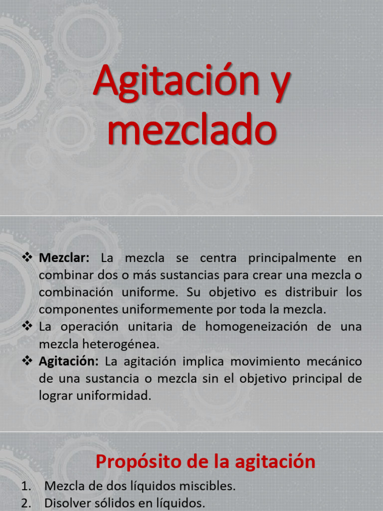 Agitación y Mezclado | Descargar gratis PDF | Mezcla | Numero Reynolds