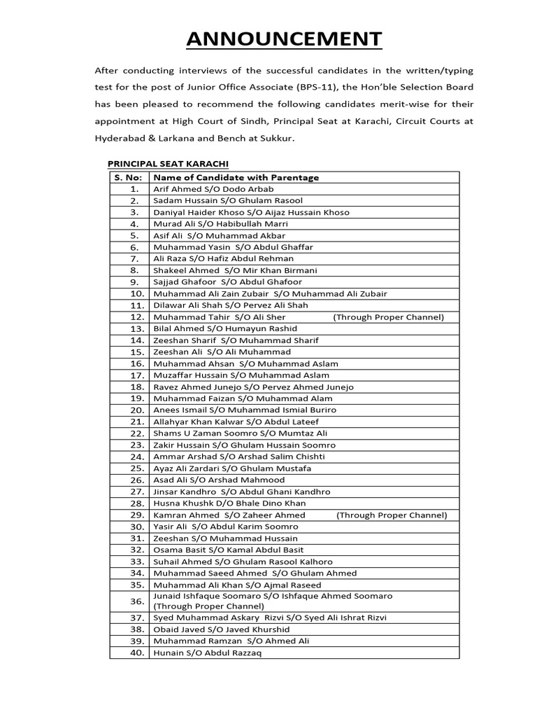 Junior Office Associate Nov 2018 | PDF