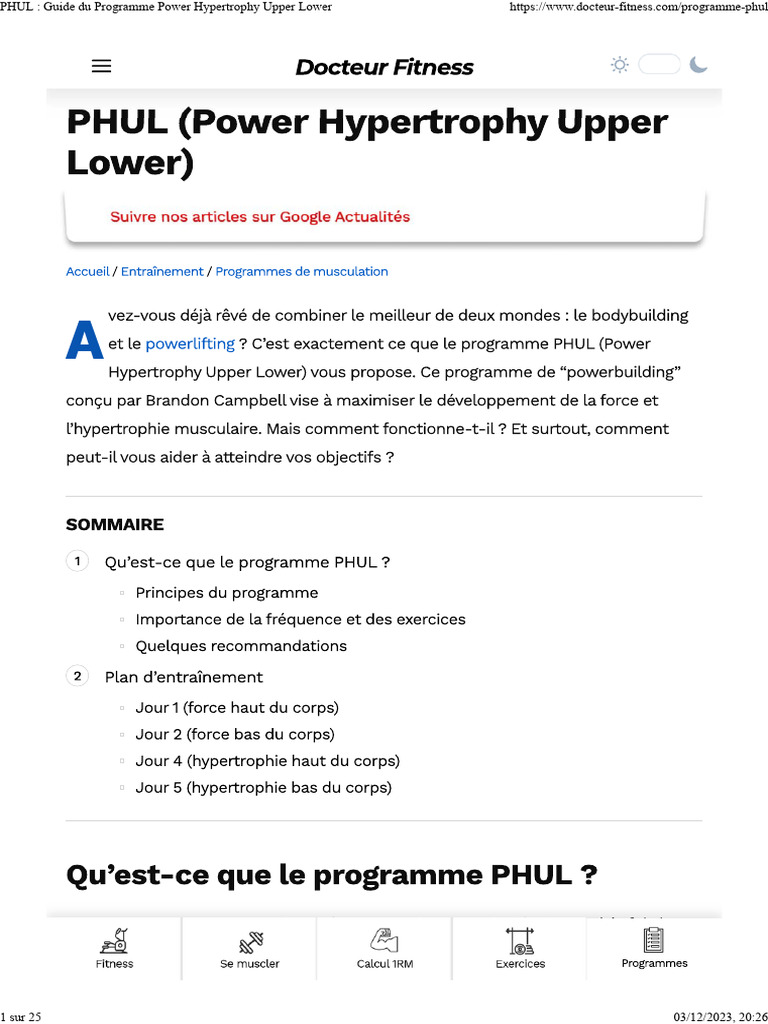 Guide du Programme PHUL 4 Jours | PDF
