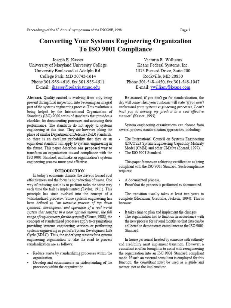 Converting Your Systems Engineering Orga | PDF | Iso 9000 | Audit
