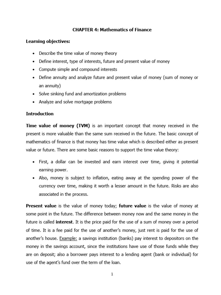 Ch.4 Math of Finance-1 | PDF | Interest | Compound Interest