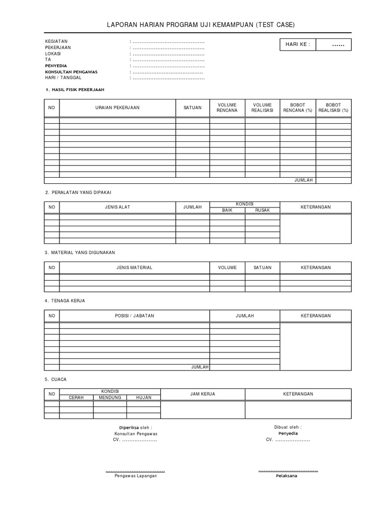 Form Laporan Harian SCM | PDF