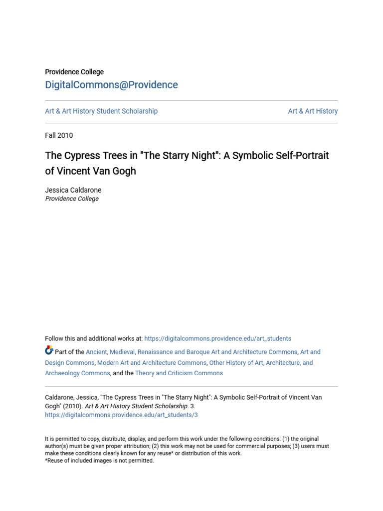 The Cypress Trees in The Starry Night - A Symbolic Self-Portrait | PDF ...