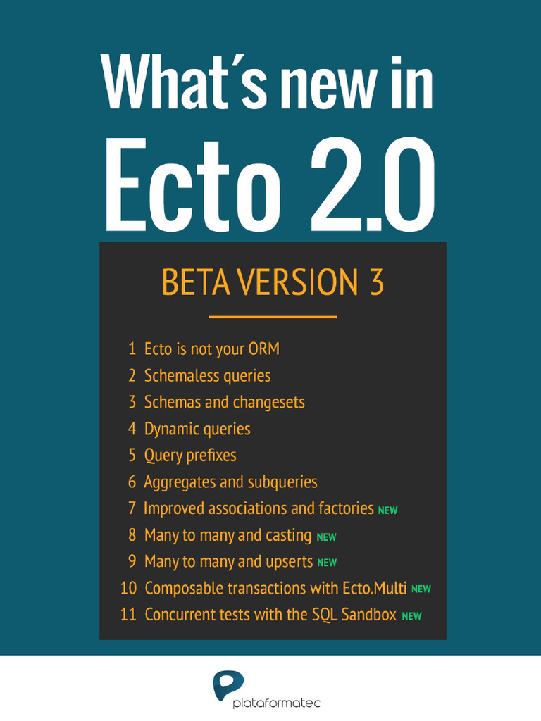 Whats New in Ecto 2 0 | PDF | Databases | Postgre Sql