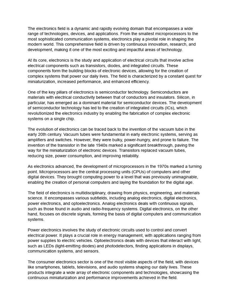 Electronic Field | PDF | Electronics | Integrated Circuit