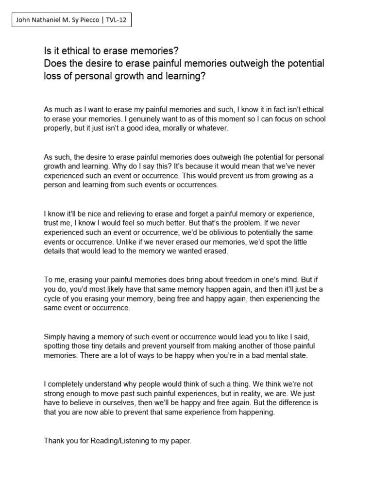 Erasing Memories | PDF | Self-Improvement | Wellness