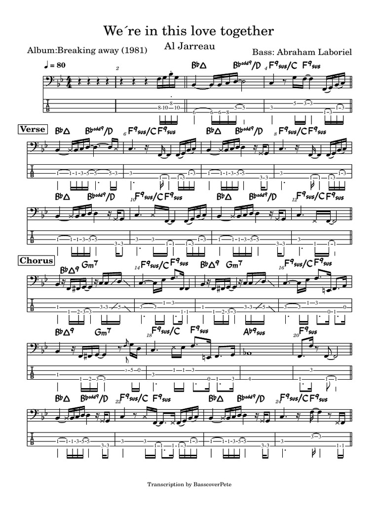 Al Jarreau We Re in This Love Together Score Tabs Chords | Download Free PDF | Musical Forms ...