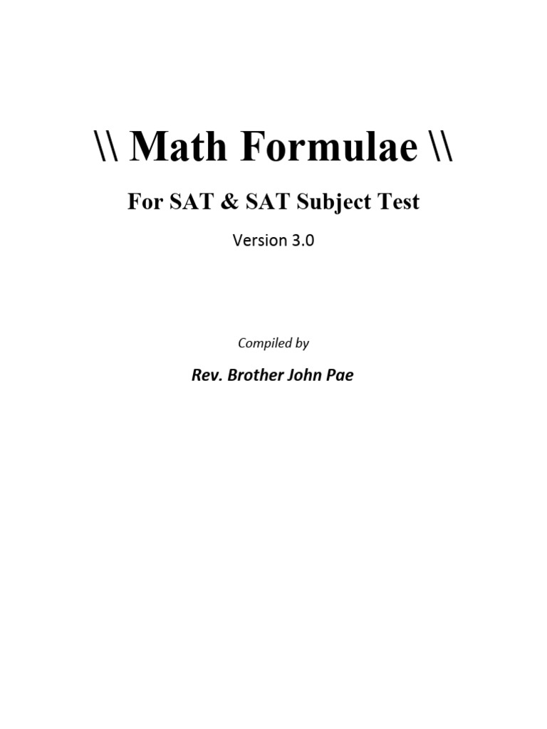 Math Formula Sheet (Version 3.0) | PDF | Triangle | Logarithm
