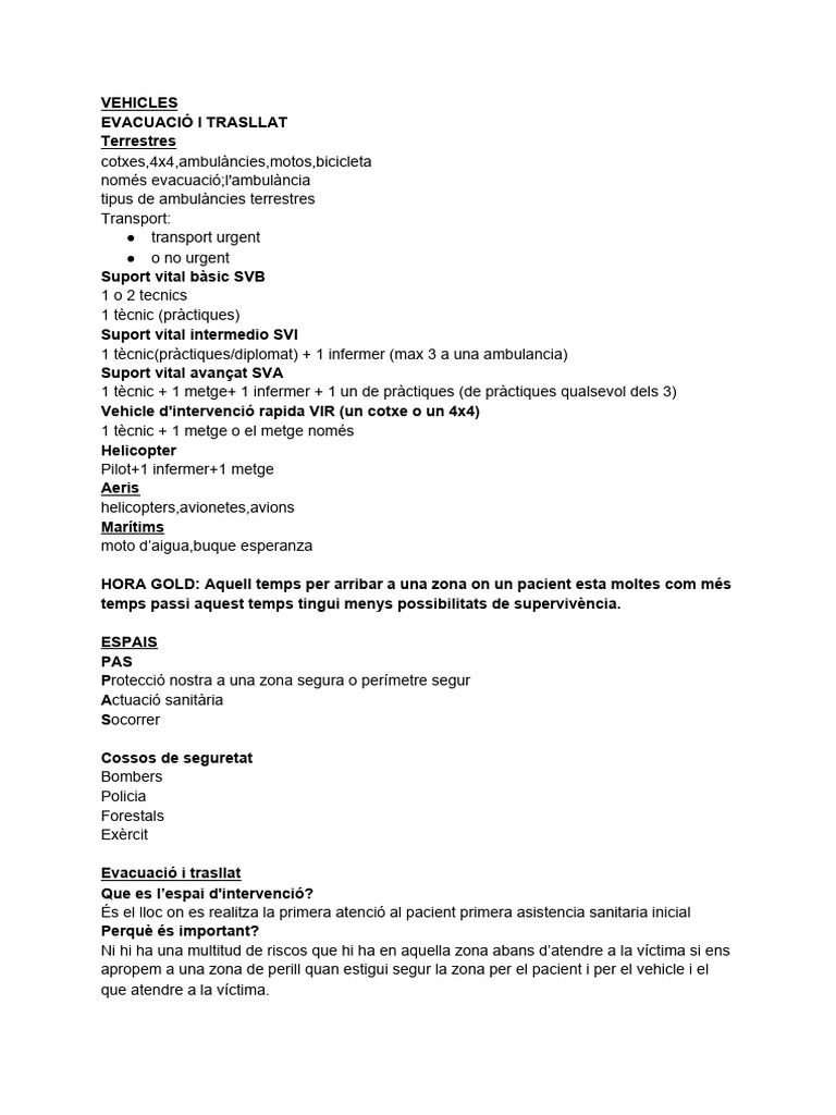 m6 Evacuacio I Trasllat Aroa | PDF