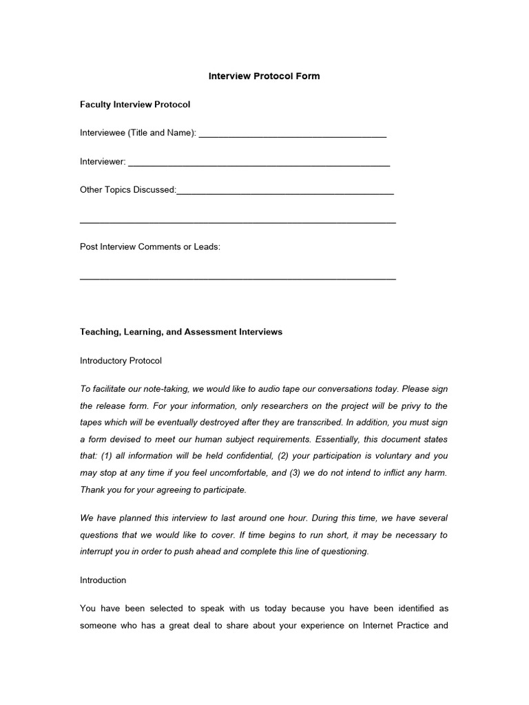 Interview Protocol Form | PDF