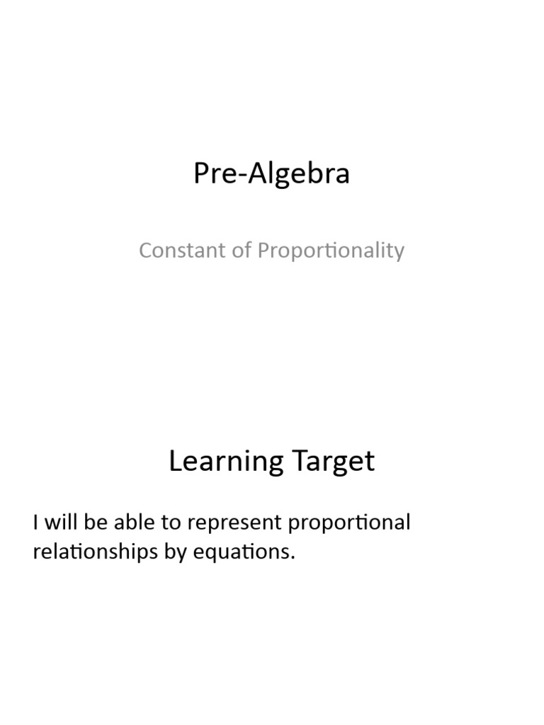 Pre-Algebra: Constant of Proportionality | PDF | Mathematics | Mathematical Objects