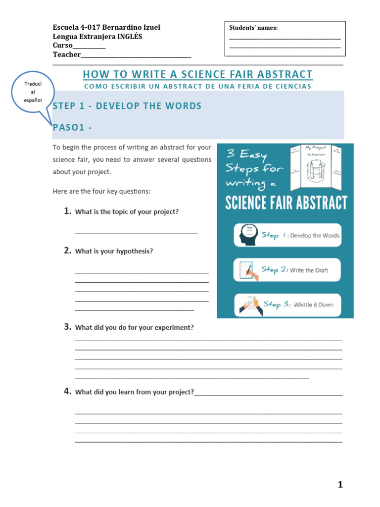How To Write A Science Fair Abstract - Pre - Expotécnica 3ro 4to 5to ...