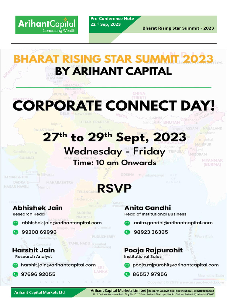 Arihant Capital Pre Conference Note Bharat Rising Star Summit 2023 | PDF | Microsoft | Non Bank ...