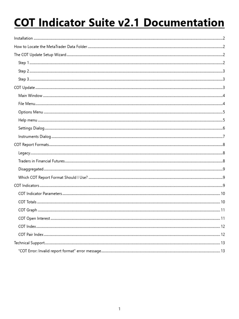 COT Indicator Suite Documentation | PDF | Futures Contract | Hedge ... COT Indicator Suite Documentation | PDF | Futures Contract | Hedge ...