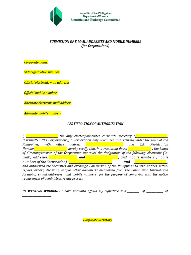 Mc28 Annex D - Sec Template-Official & Alternate Emails - Docxrev | PDF | Business | Finance ...