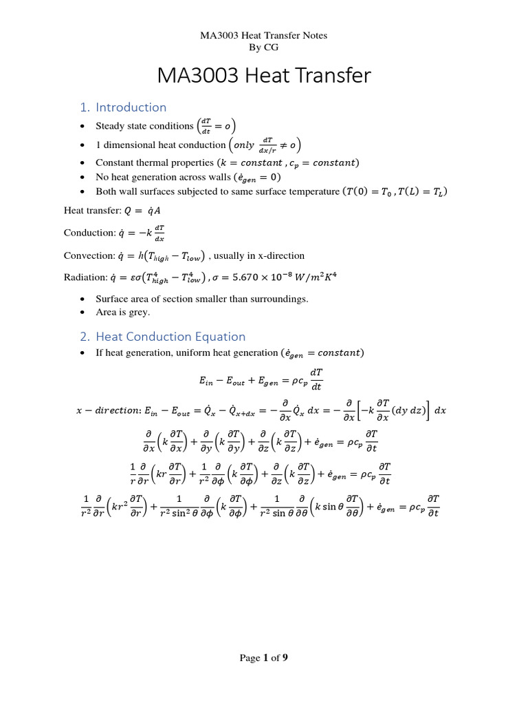 Heat Transfer Notes | Download Free PDF | Heat Transfer | Thermal ...